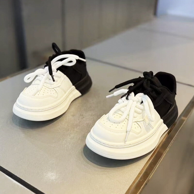 MOOCIE Модные мужские кожаные туфли, новый осенний стиль, однотонные, в корейском стиле, массивная подошва, визуально увеличивают рост, удобные, универсальные, стильные повседневные туфли для мужчин. EU:42