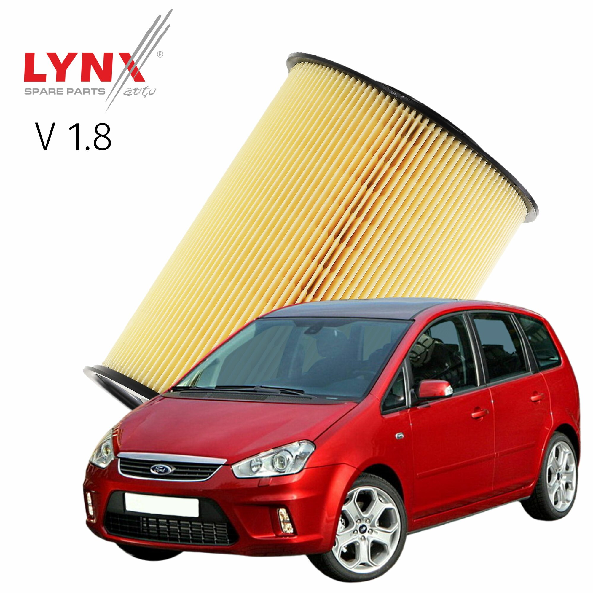 Фильтр воздушный Ford FOCUS C-MAX (1) / Форд Фокус Си-макс 1995 1996 1997 1998 1999 2000 2001 V1.8 Q7DA, QQDA, QQDB / 1шт LYNXauto