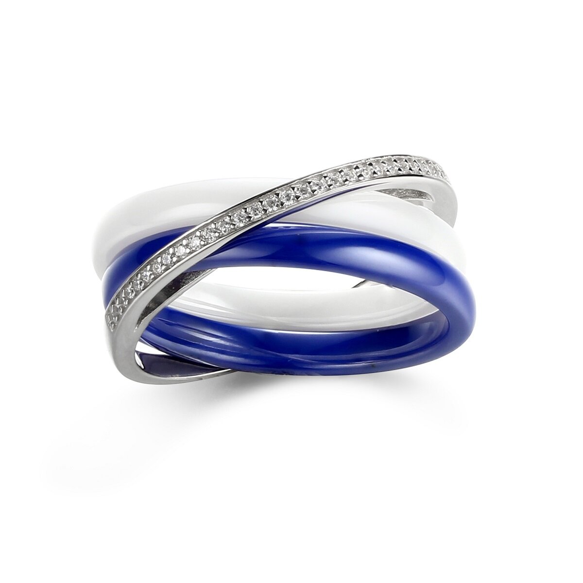 Кольцо, серебро, 925 проба, фианит, керамика