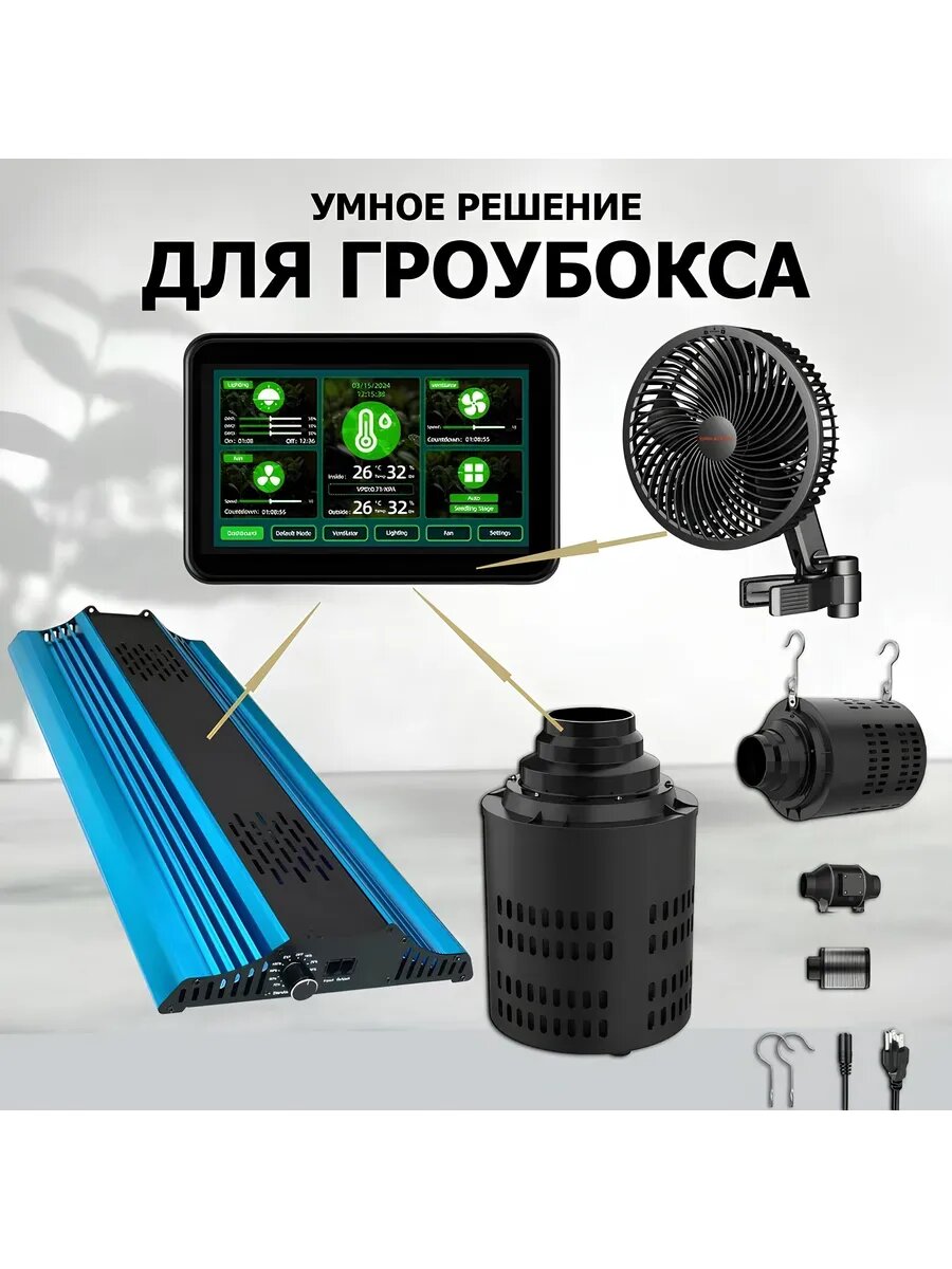 Готовый комплект оборудования с контроллером для гроубокса