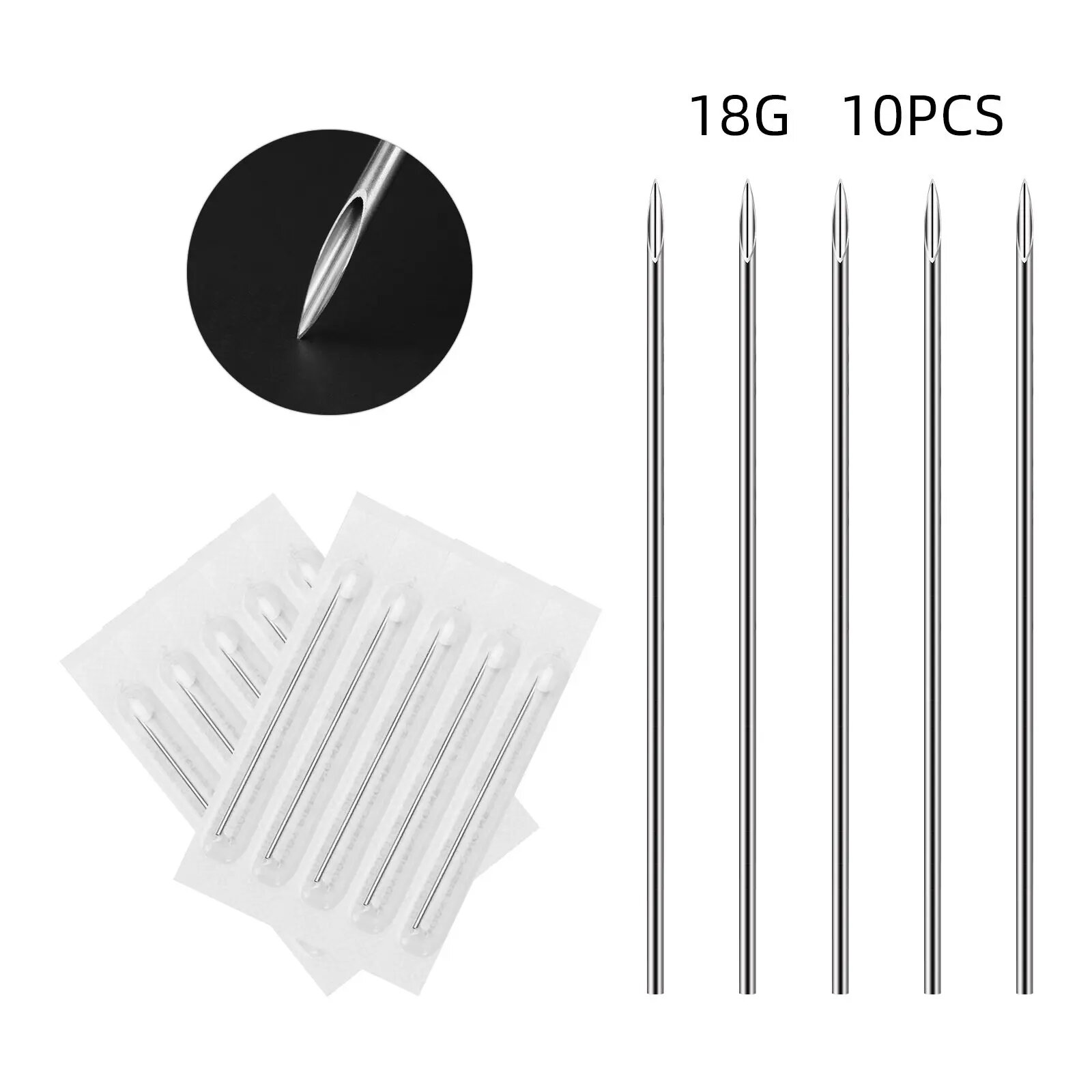 Иглы для пирсинга ATOMUS 10 шт, 12Г 14Г 16Г 18Г 20Г 18G