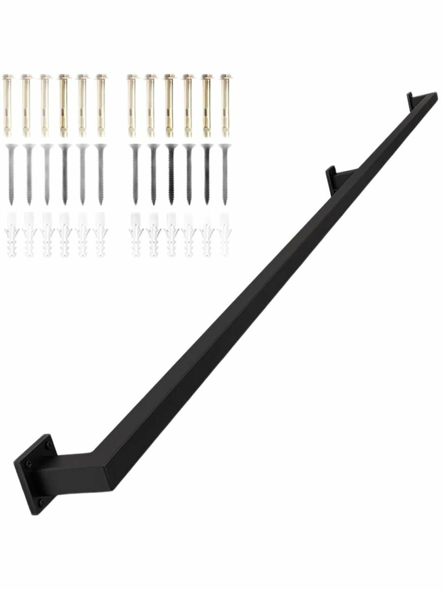 Перила для лестниц из трубы , Металлические настенные поручни для пожилых людей и детейдля узких лестниц в помещениях, Установка в двух секциях