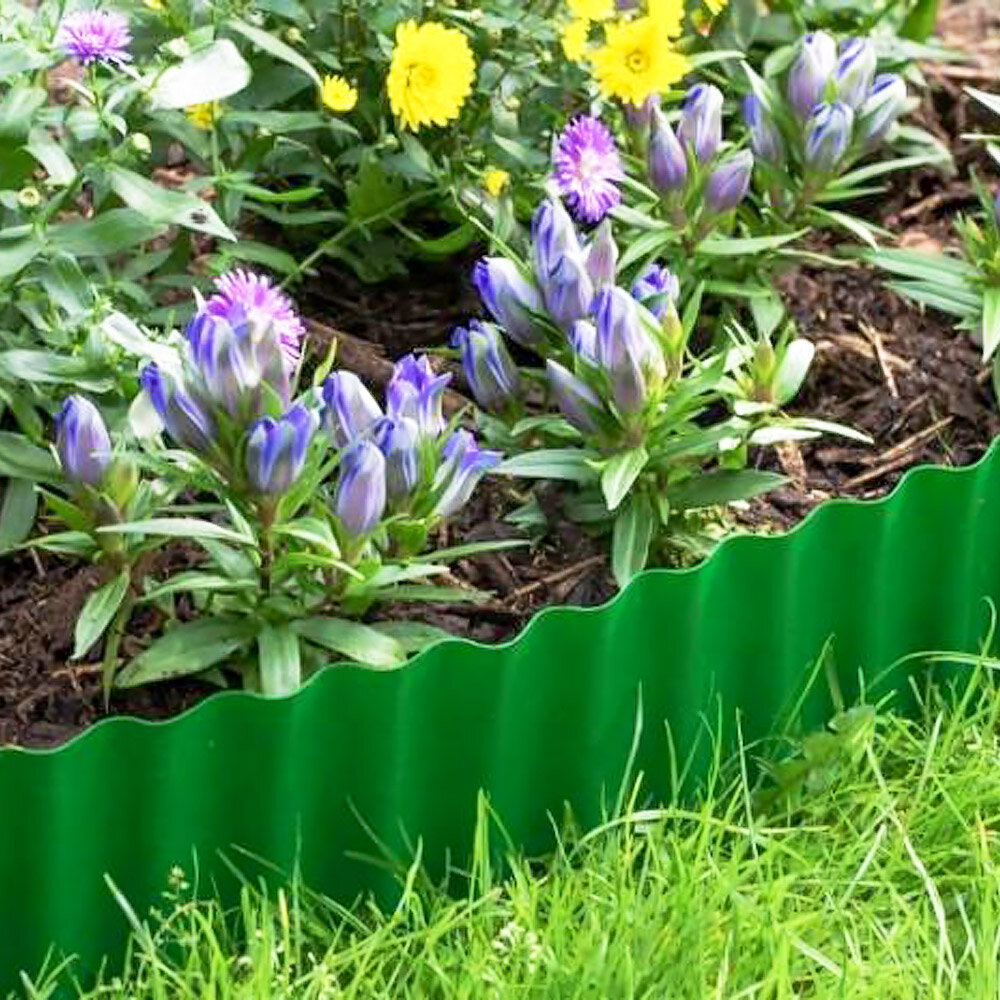 Лента бордюрная 15см*9м зеленая, гофрированная, полипропилен, для клумбы