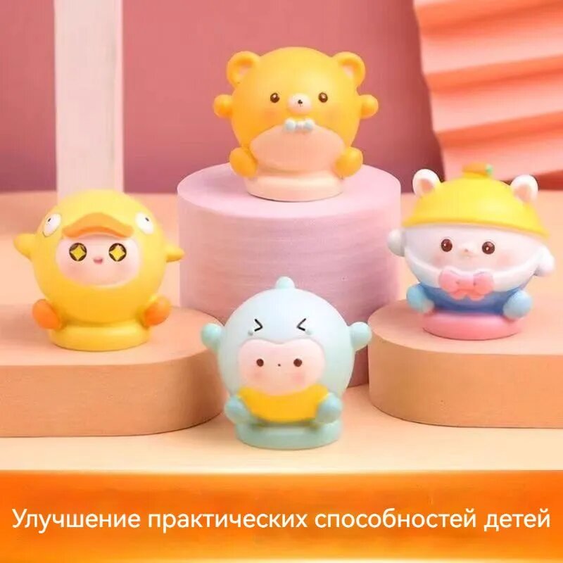 Набор для росписи фигурок животных 8шт с кисточками и красками для детей от 3 лет — фото 1