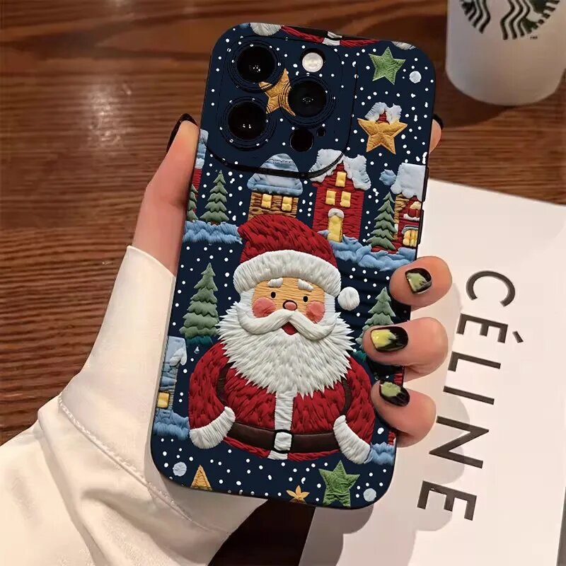 Чехол для телефона с рождественской елкой Санта-Клауса и лося для iPhone 17 16e 16 15 14 13 12 11 Mini Air Pro Max X XR XSMax 8 Plus, силиконовый чехол