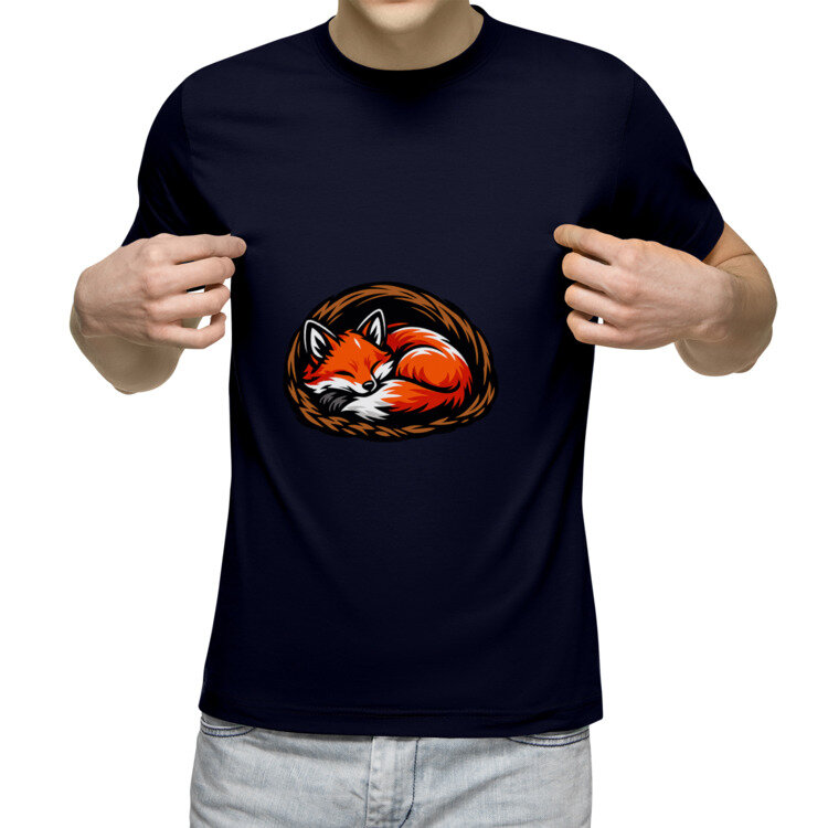 Мужская футболка «Лисий сон» (темно-синий, 3XL)
