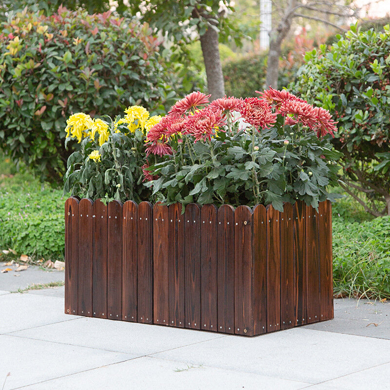 Антикоррозийный деревянный ящик для растений 2026, прямоугольный балконный горшок для овощей, уличный цветочный горшок из массива дерева, ящик для посадки деревьев на террасе, очень большой цветочный ящик.