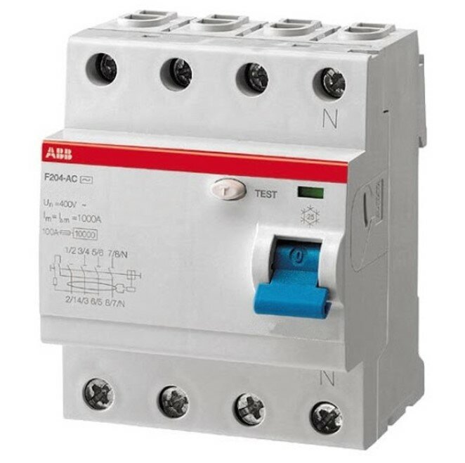 УЗО ABB F204 AC-80/0,1 4P тип AC 80A 100mA 2CSF204001R2800,50-60Гц