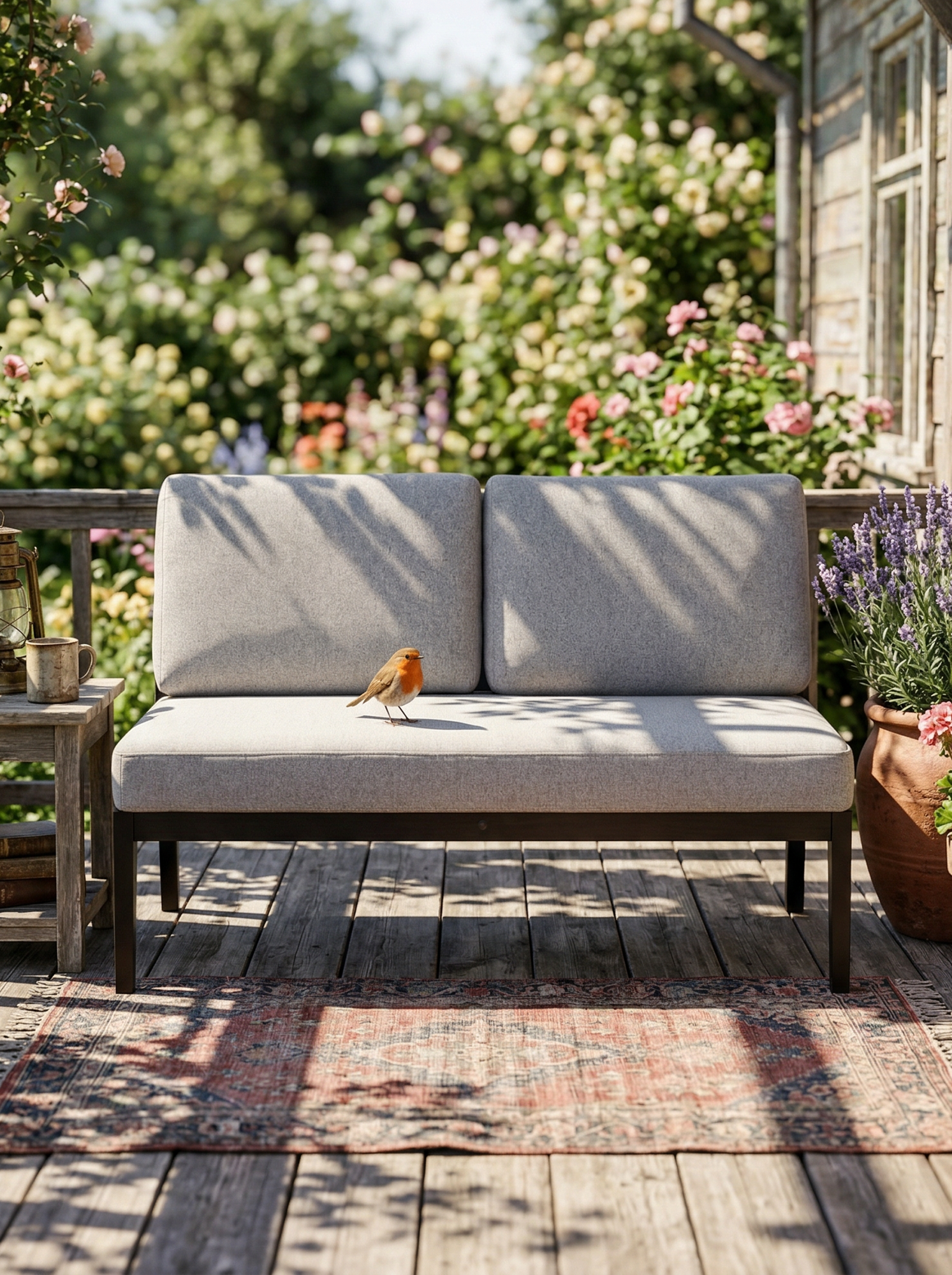 Диван-скамья IFERS Массив мягкая, для кухни, дома, прямая ткань серый, каркас венге