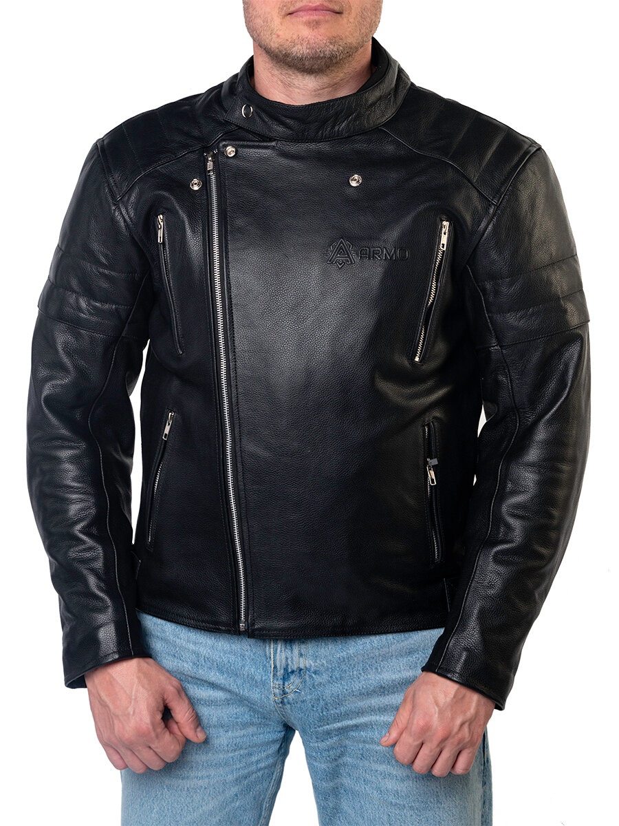 Мотокуртка ARMO Chrome кожа black. M. Черный