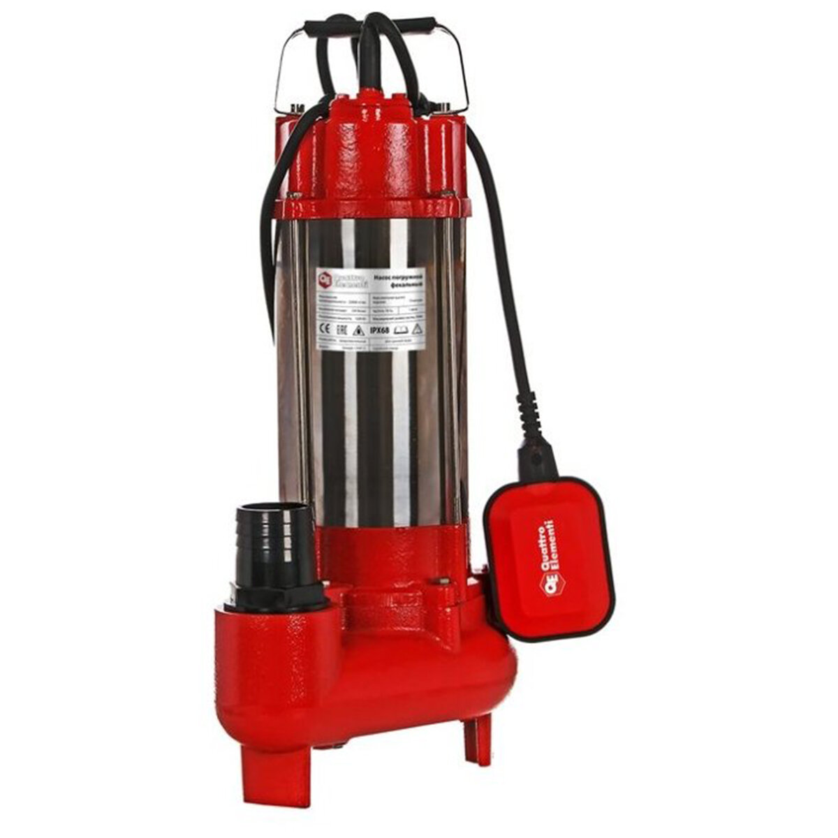 Насос фекальный Quattro Elementi Sewage 1700F Ci (910-188) красный, погружной, 1700 Вт