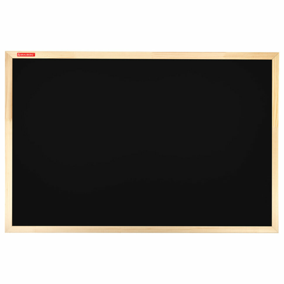 Доска для мела магнитная 60х90 см, черная, деревянная рамка, BRAUBERG "Wood", 238804, 238804