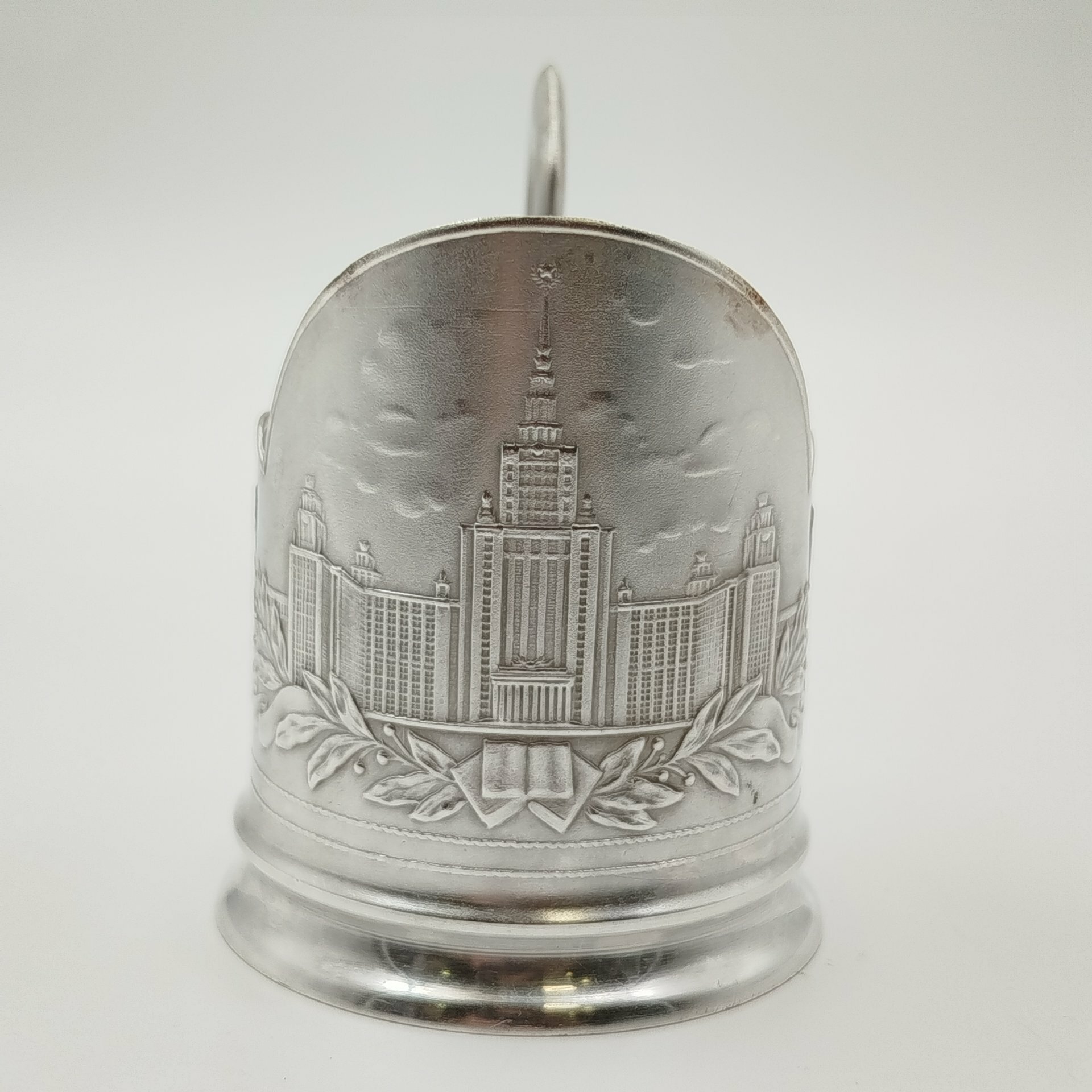 Подстаканник "МГУ", мельхиор (медь-никель), Московская ювелирная фабрика, СССР