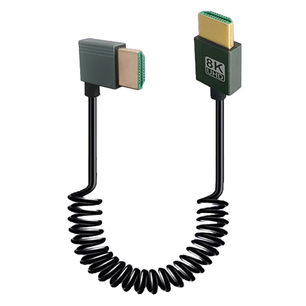 HDMI A to A Left спиральный кабель 8K, черный
