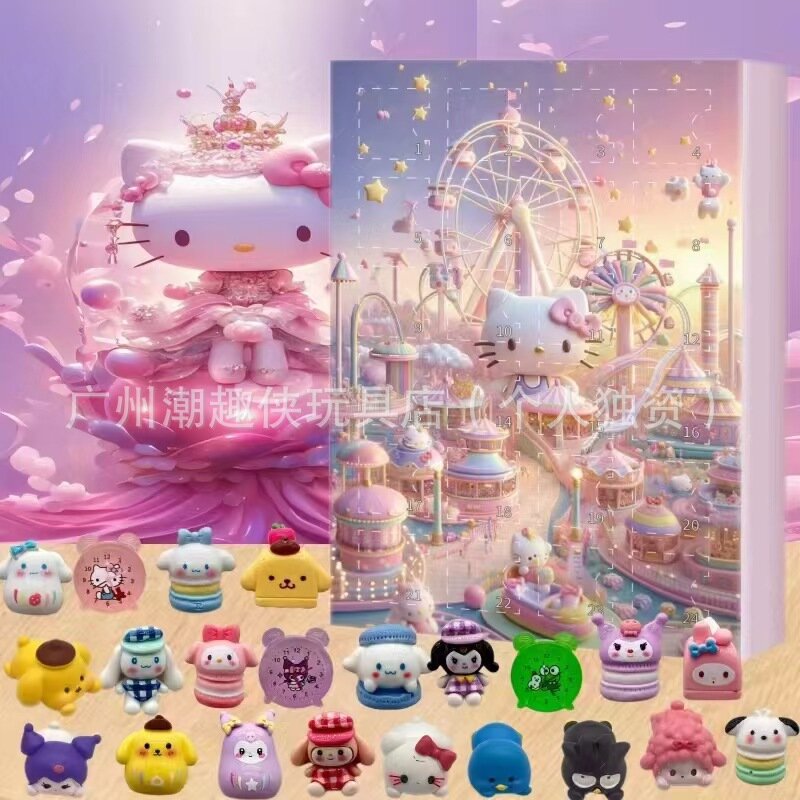 Новый календарь обратного отсчета Sanrio Hello Kitty, коробка Sanrio, 24-ячеечная рождественская слепая коробка