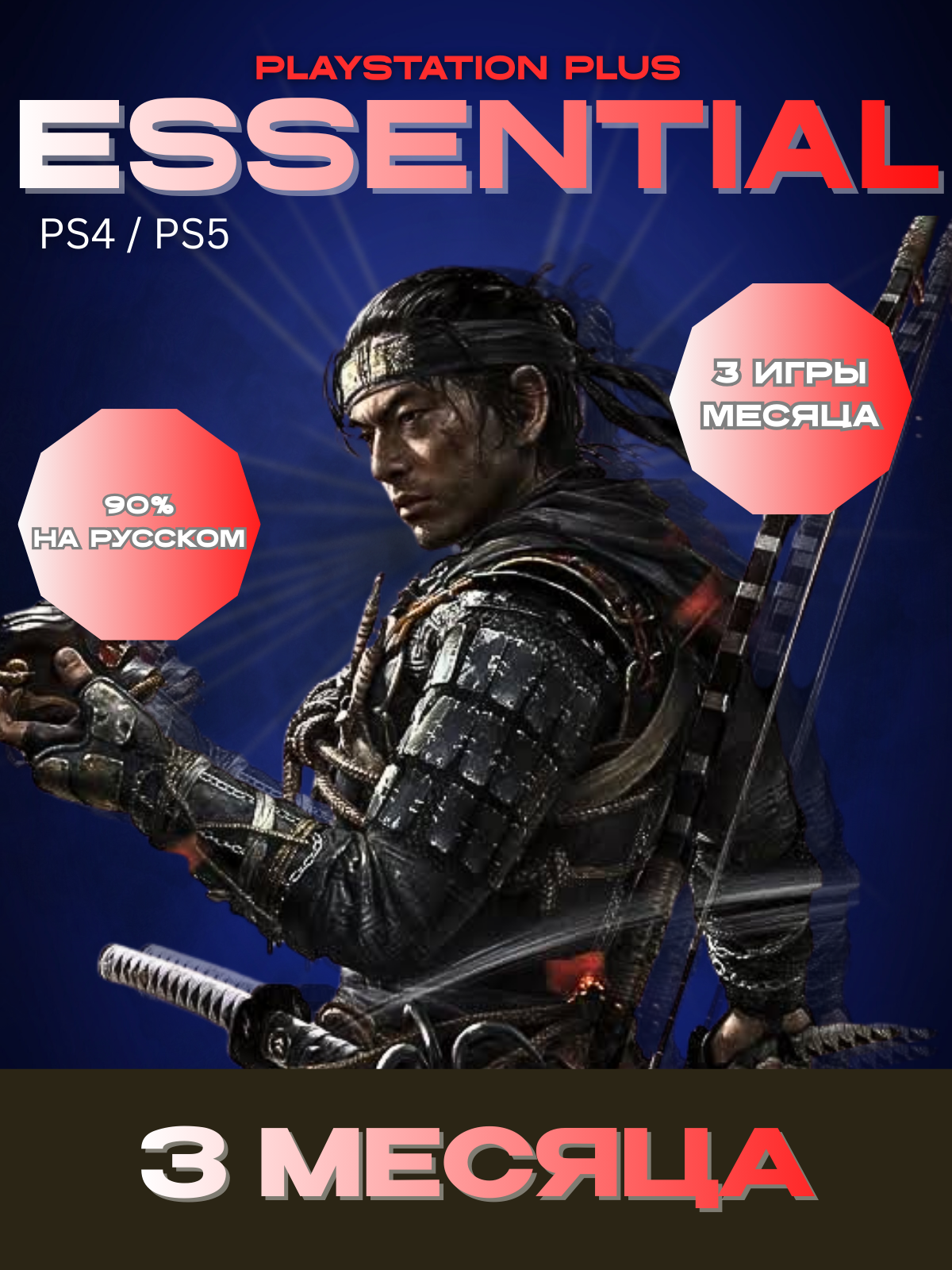 Подписка PS PLUS Essential 3 месяца для игровых консолей PS4 и PS5