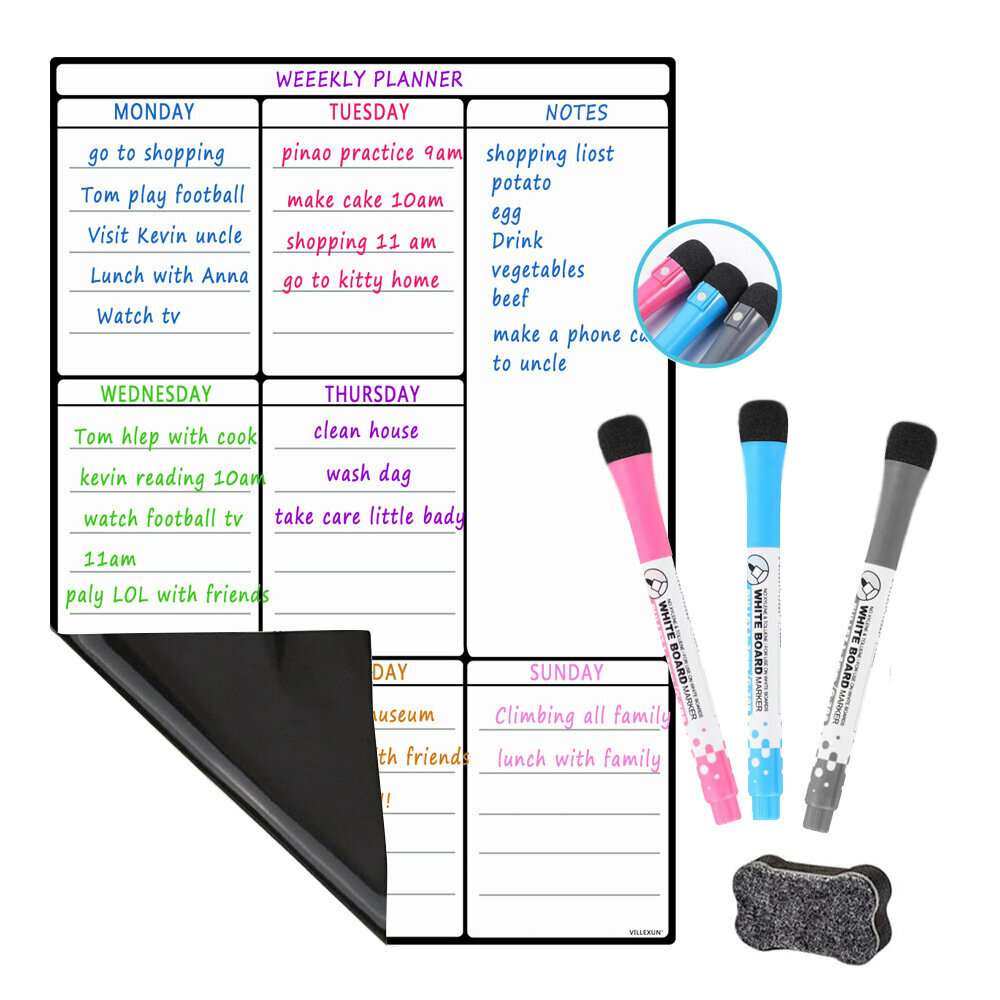 Стираемый ежемесячный и еженедельный планировщик, магнитный календарь, доска для сухого стирания, магнитная доска для сообщений, мягкая магнитная белая доска