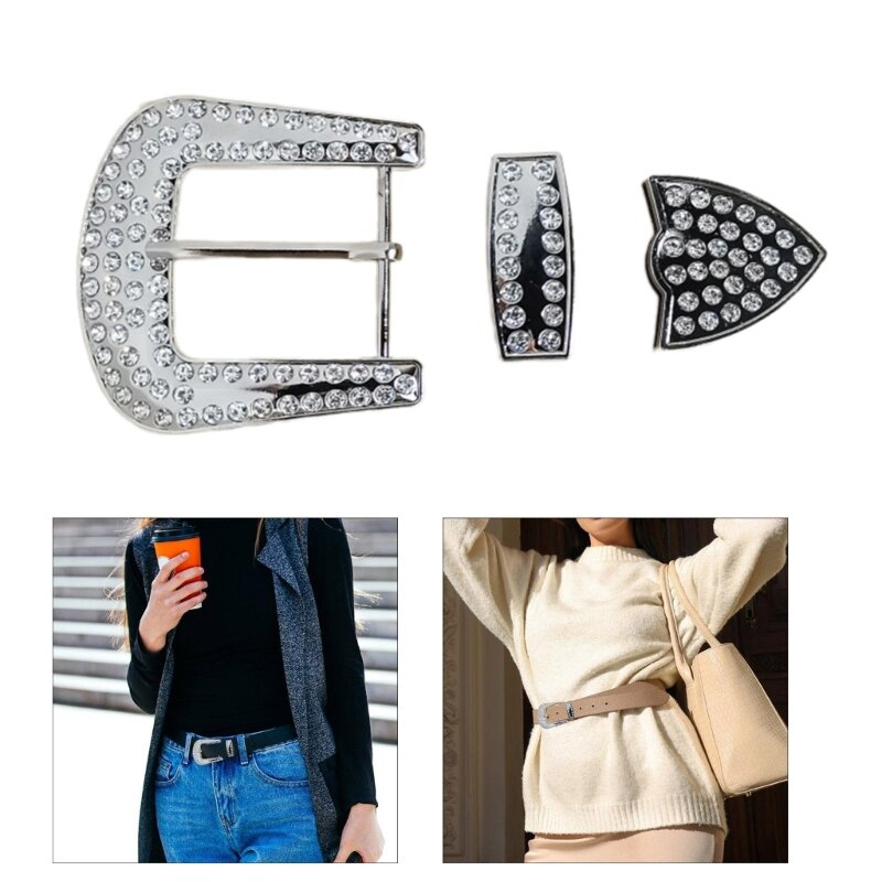Пряжка для ремня со стразами-комплект из двух частей