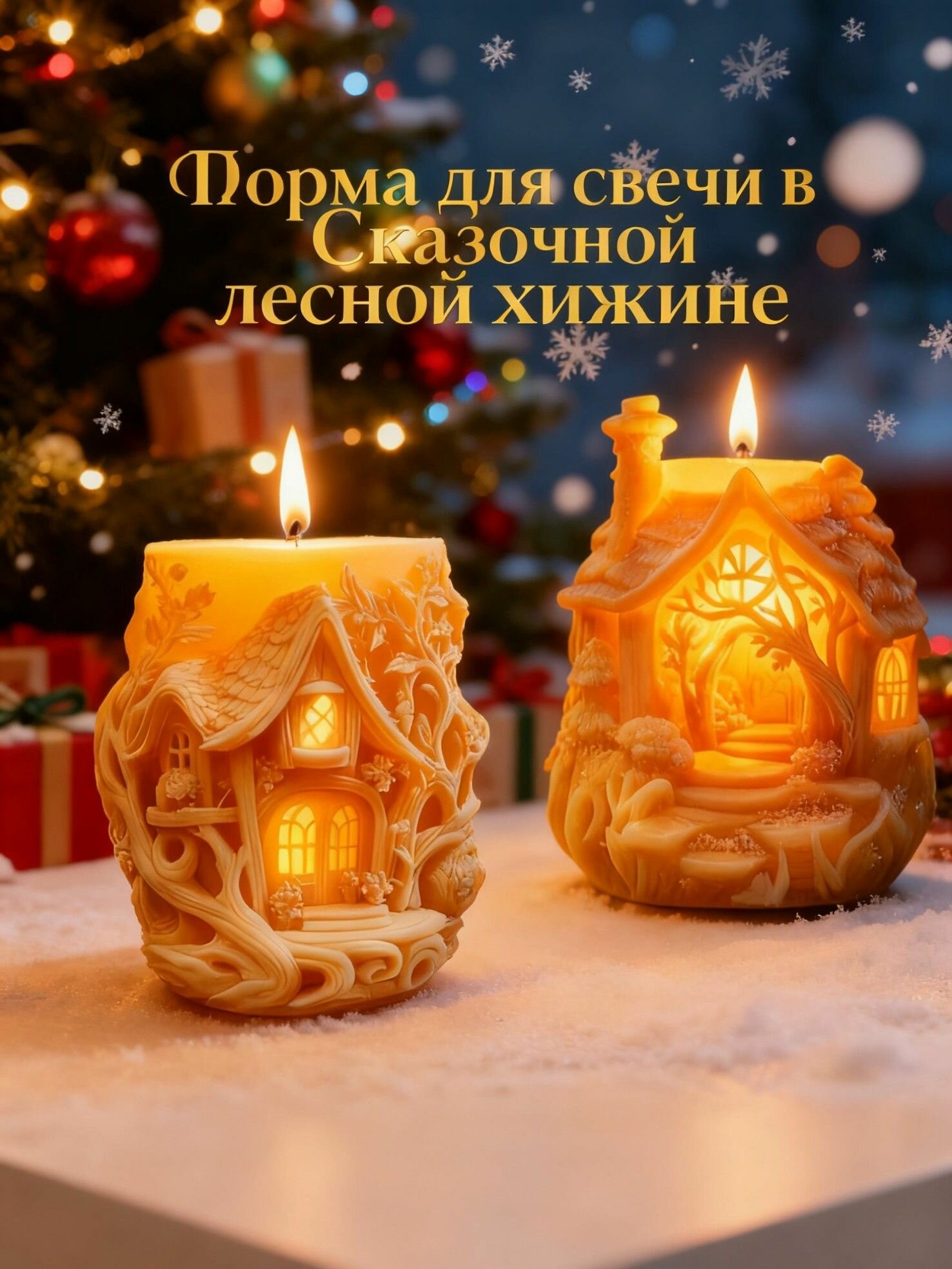 Эксклюзивный набор из 2 форм для творчества, вдохновленных трехмерной архитектурой сказочной лесной хижины, предназначен для отливки из гипса и мыла