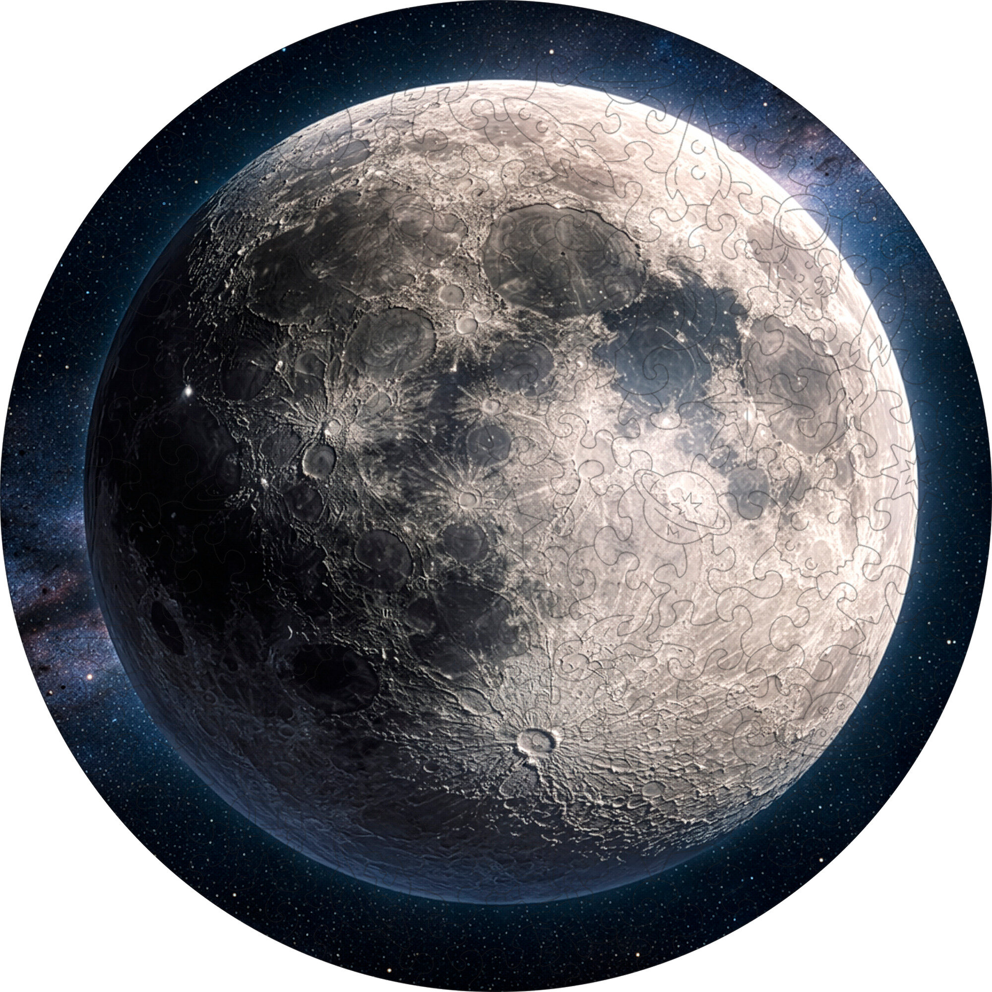 Деревянный пазл "Луна" коллекции "Космос" / 30х30см, 195 деталей / Подарок для взрослых и детей