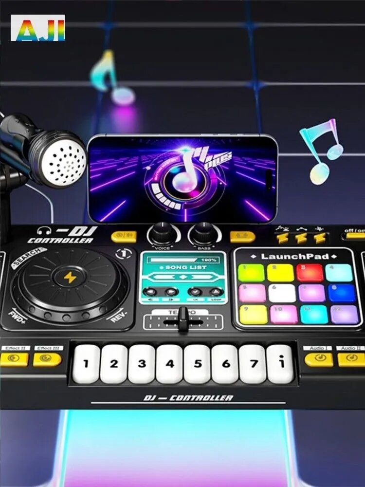 Детский музыкальный микшер DJ, с эффектами, световыми эффектами, от батареек — фото 1