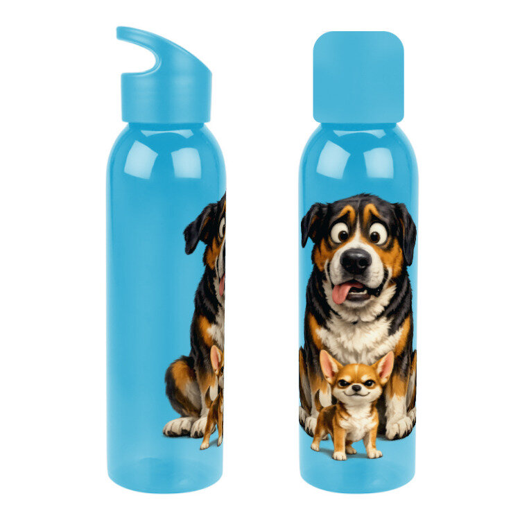 Бутылка для воды «Большая собака и маленький щенок» (голубой)
