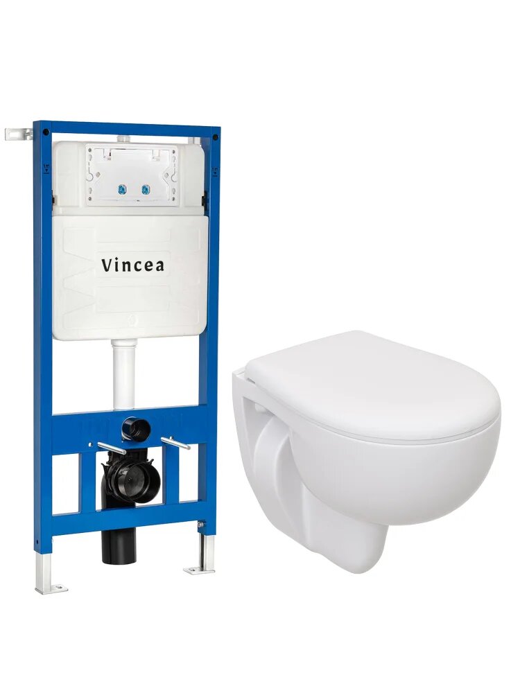 Комплект 3 в 1 Унитаз подвесной Seramiksan Natura A051041H / Сиденье AG50002 / Инсталляция Vincea VIS-601