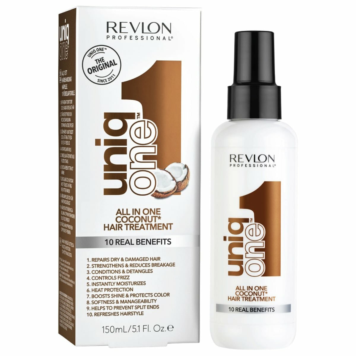 Спрей-маска Revlon Uniq One Hair Treatment, кокосовый аромат, веганский, 150мл
