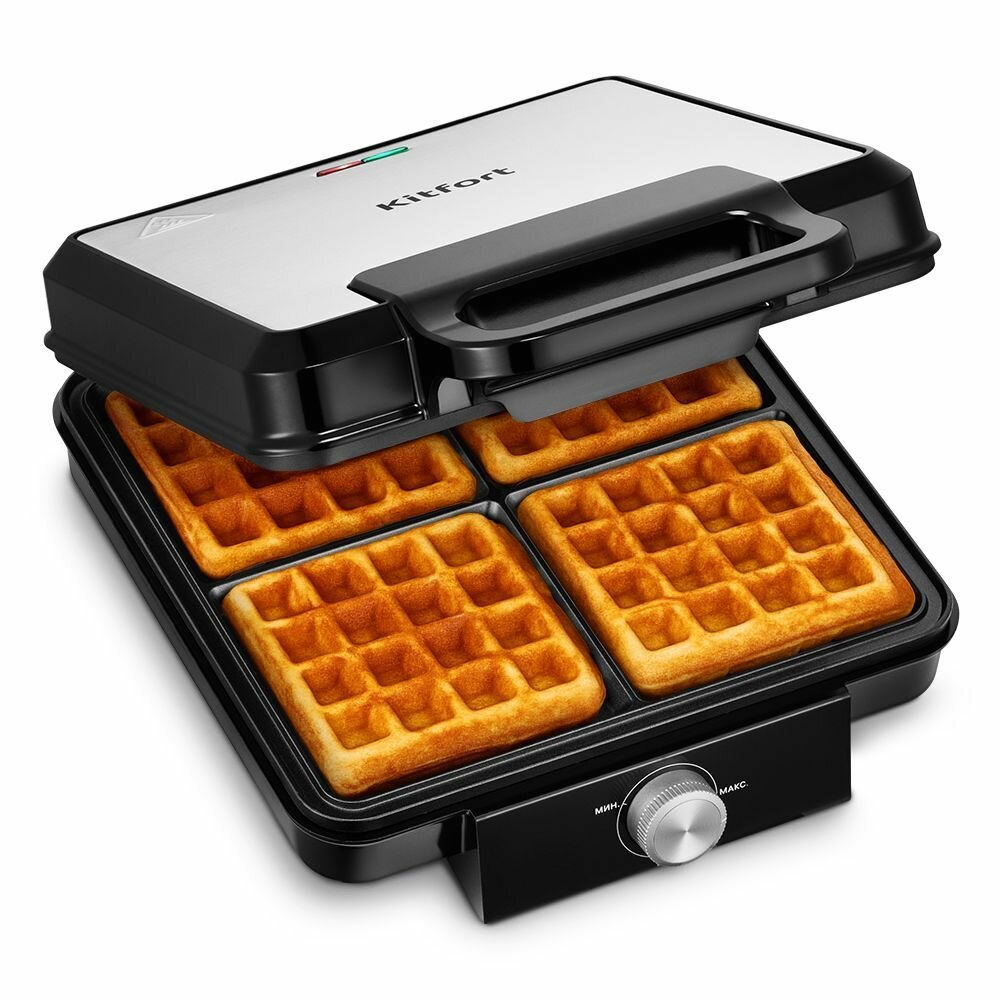 Вафельница Kitfort КТ-4620, серебристая/черная