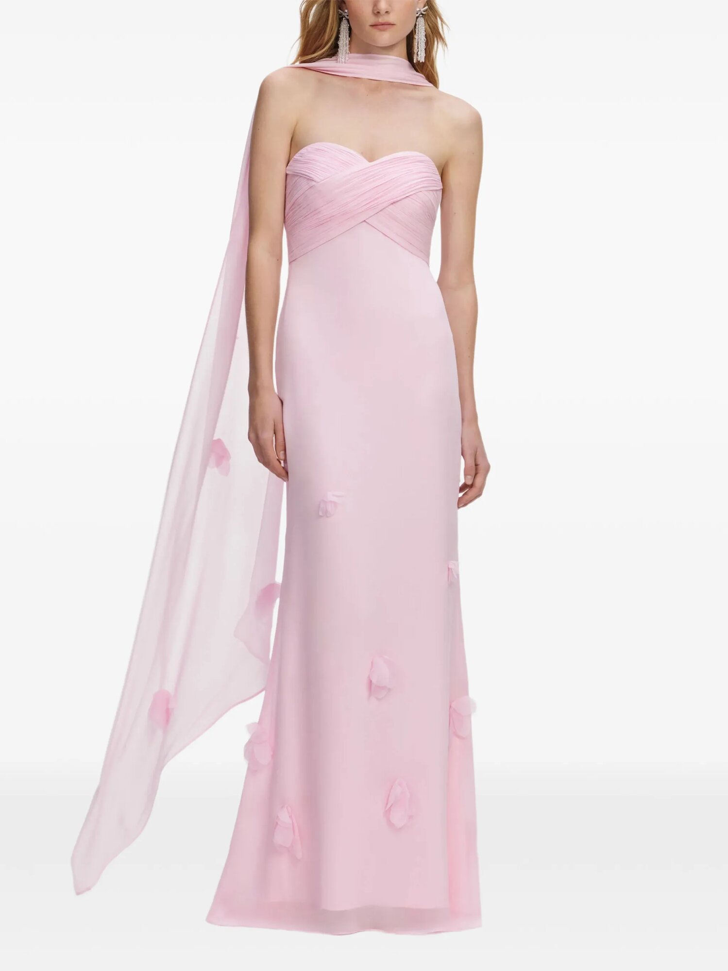 Платье Floral-appliqué strapless maxi dress