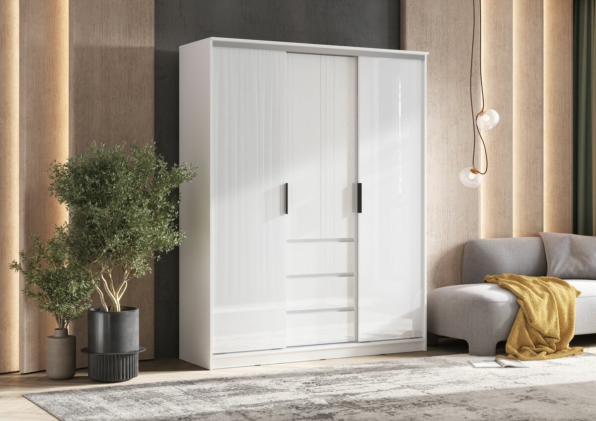 Челси Шкаф-купе МиФ для одежды и обуви (Белый глянец, Белый)