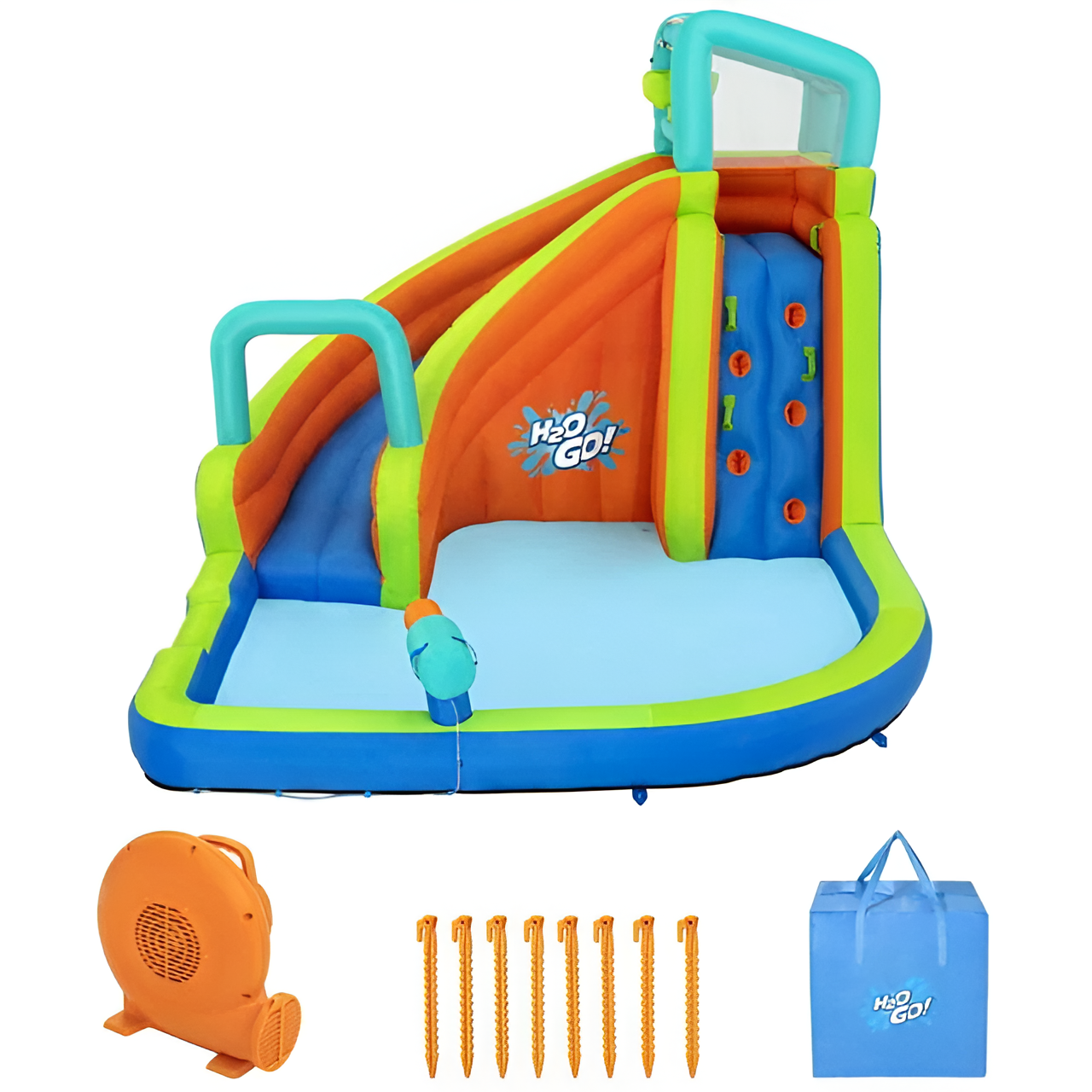 Водный игровой центр с горкой и стеной для скалолазания Turbo Splash 365*320*270 см , Bestway, 53408