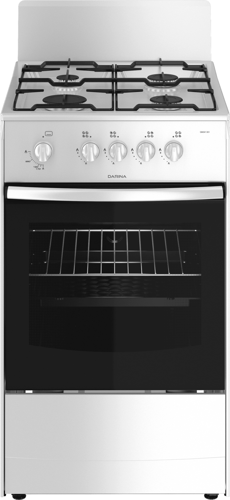 Плита DARINA 1A GM341 001 W, белая, 4 газовые конфорки, эмалированная рабочая поверхность