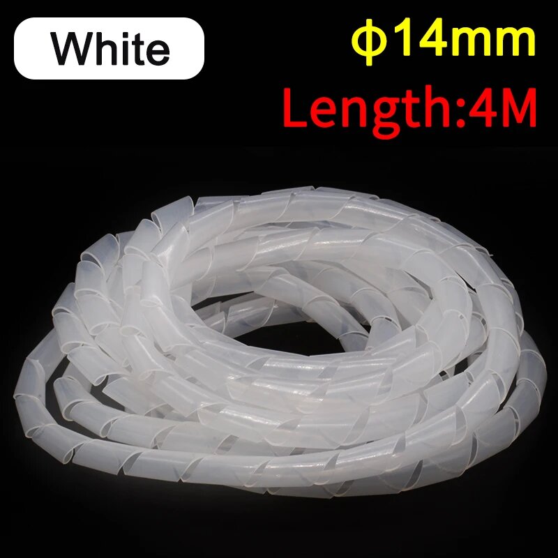 Прозрачный спиральный кабель органайзер 4/6/8/10/12/14/16/18/20/25/30 мм 14mm-White