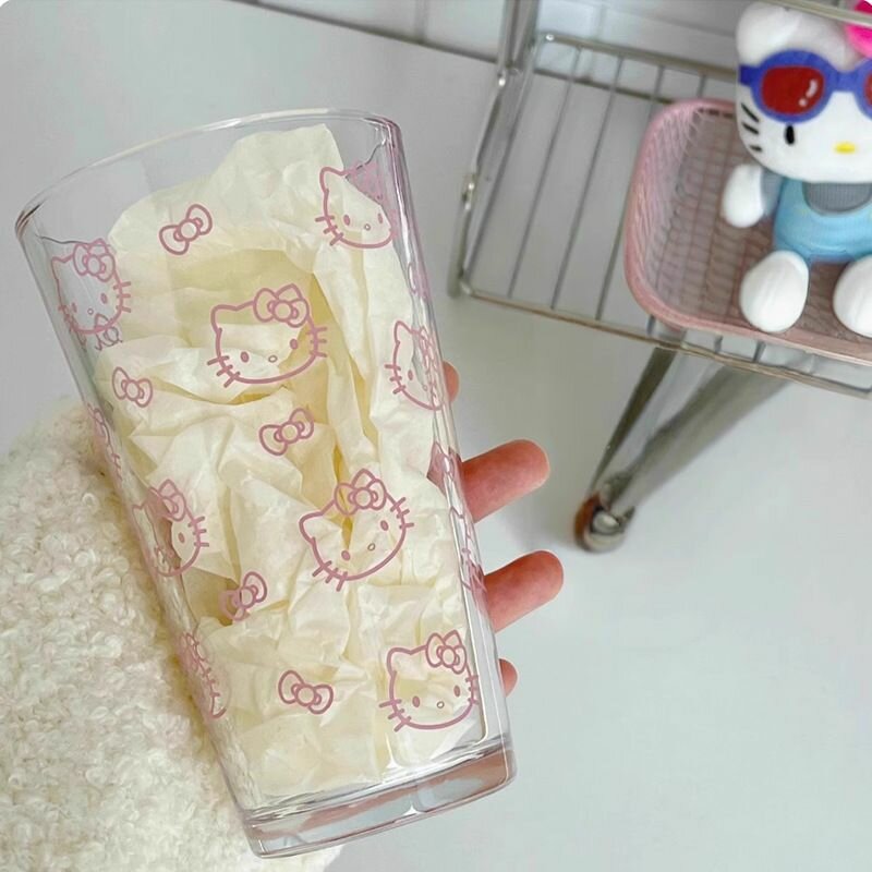 Стеклянный стакан Hello Kitty, розовый, без крышки, 500 мл