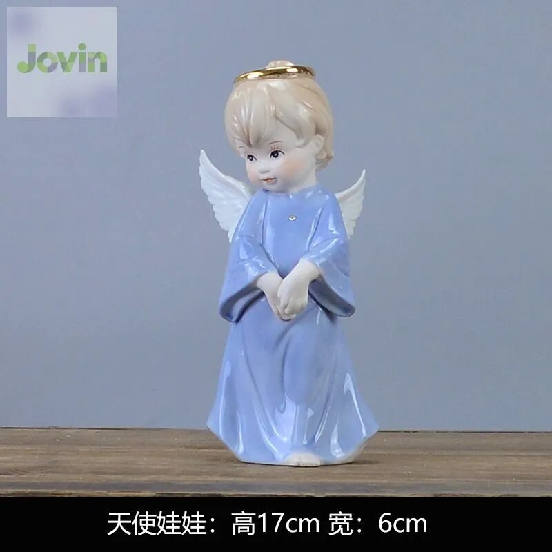 Фигурка декоративная Ангел 17 см Керамика голубой для дома