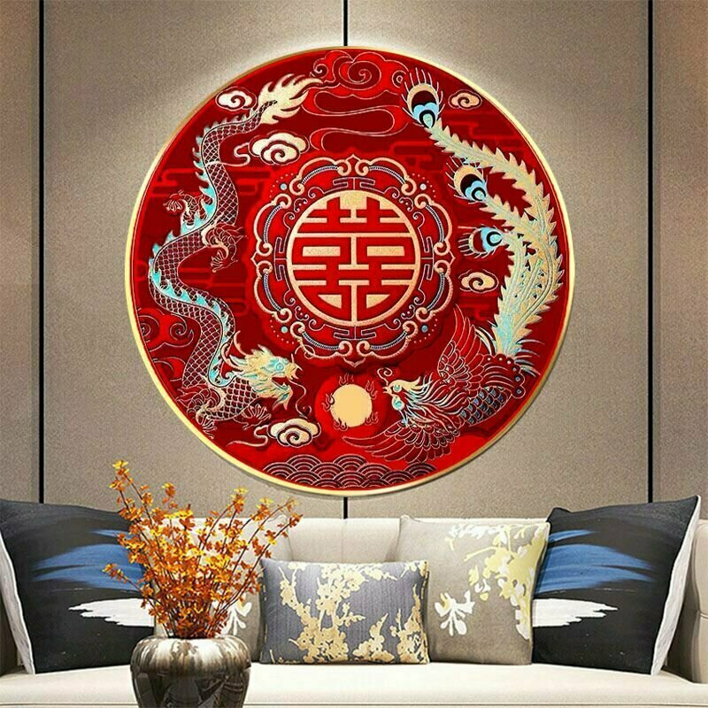 Набор для вышивания крестом свадебная картина дракон и феникс в подарок-60*60 см