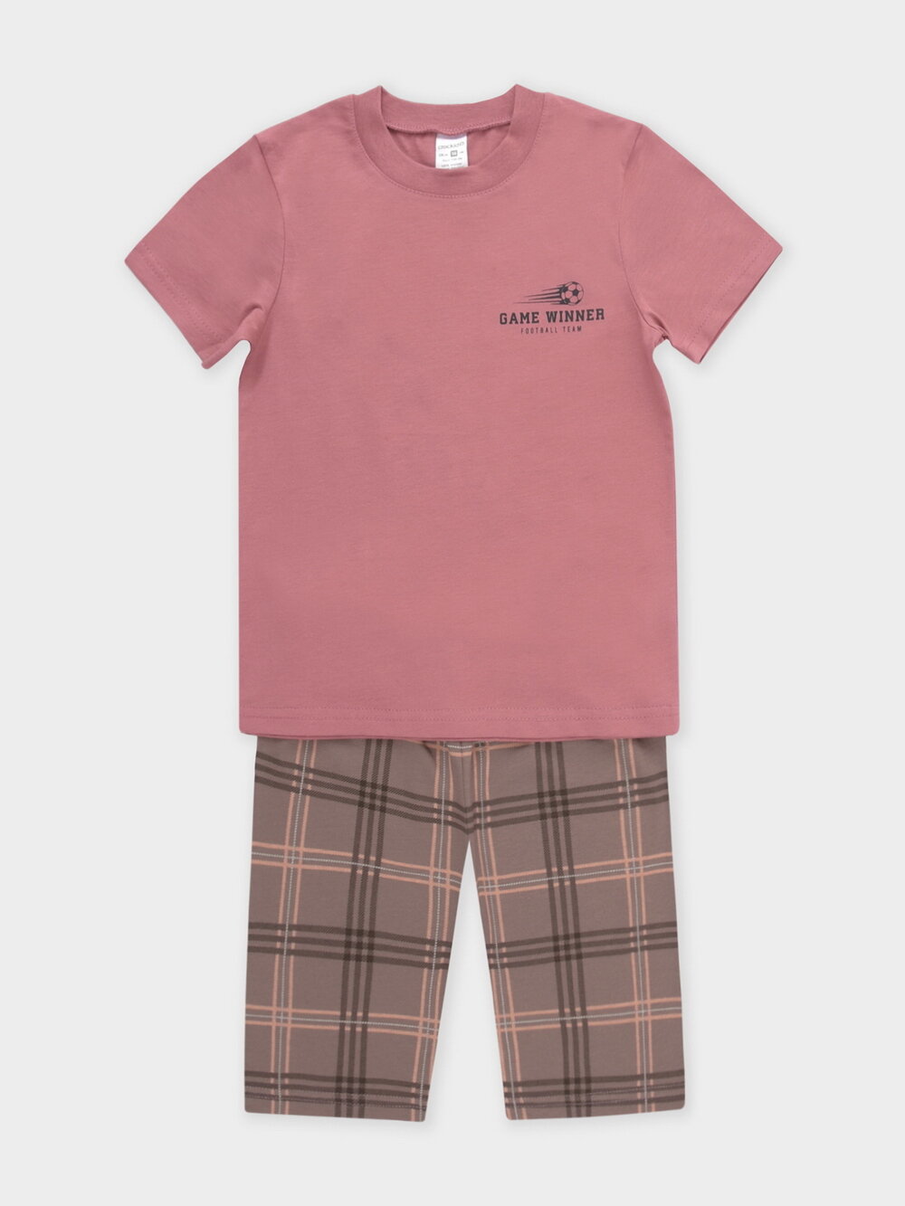 Пижама трикотажная пижама в клетку, для мальчика