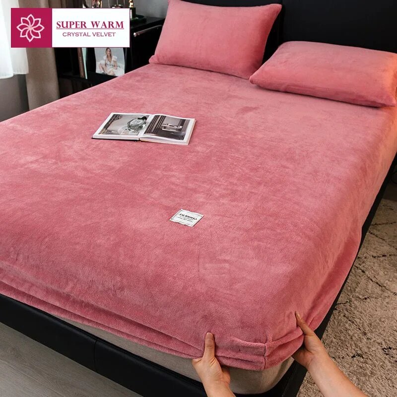 Розовая плюшевая простыня из кораллового флиса 200x220x25см