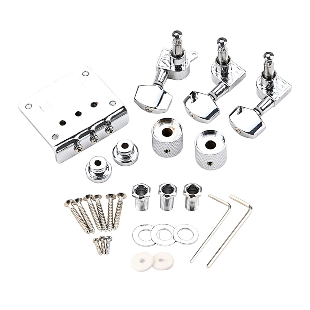 Полный Комплект Оборудования Для Бриджа Для 3 Струнной Гитары С Настройочными Колками Ручками Управления Стопорными Винтами Для Электрогитар Box