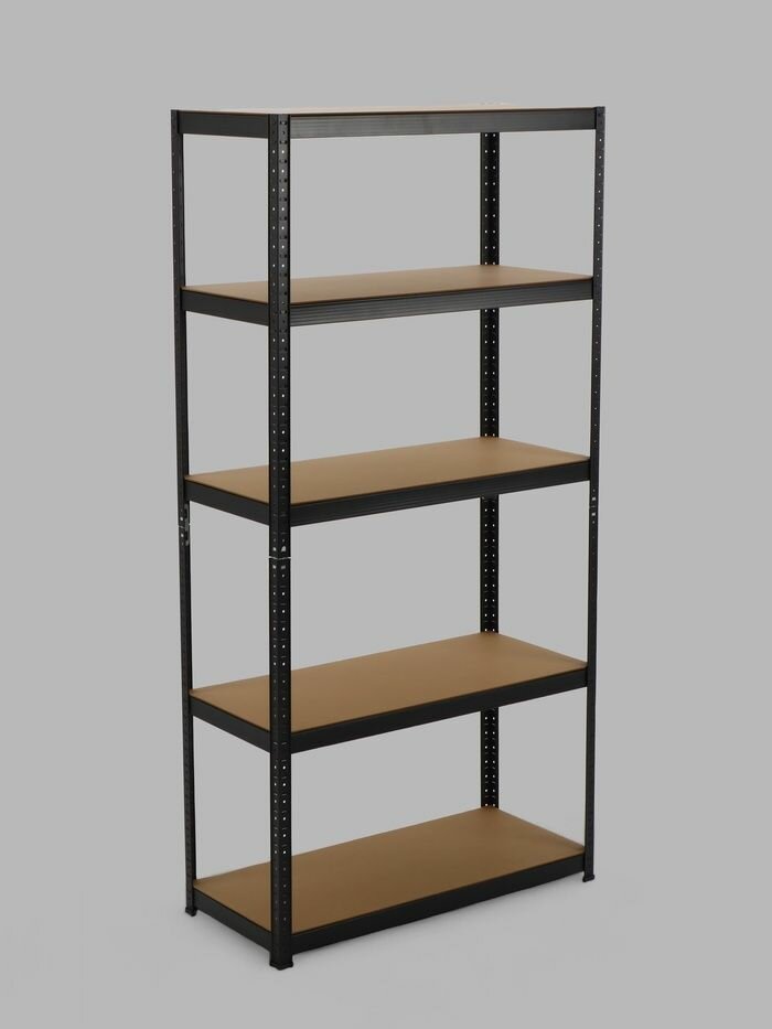 Стеллаж для склада КНР металлический напольный, 5 полок, 180х90х40 см, чёрный