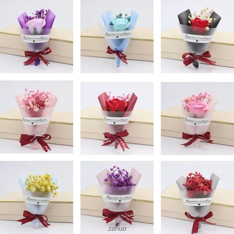 Сухоцветы Мини Гипсофила красный букет 10-12 см для декора и подарка — фото 1
