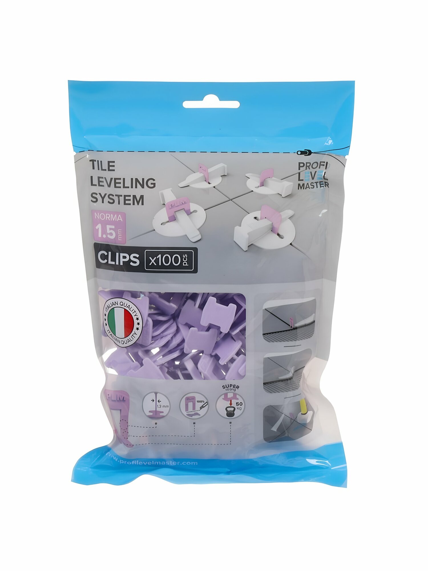 Зажим для выравнивания плитки 1.5 мм, 100 шт, СВП Norma, PLM, 00-00002166