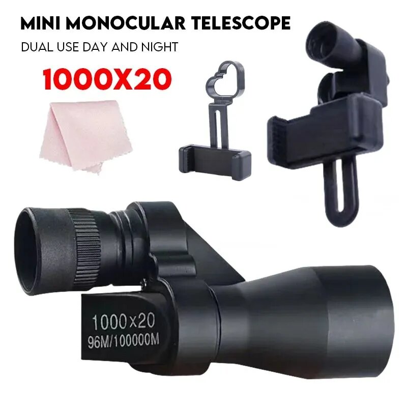 Мини-монокуляры 1000x20, уличные телескопы для кемпинга, окуляры, окуляры, простые в использовании охотничьи туристические телескопы