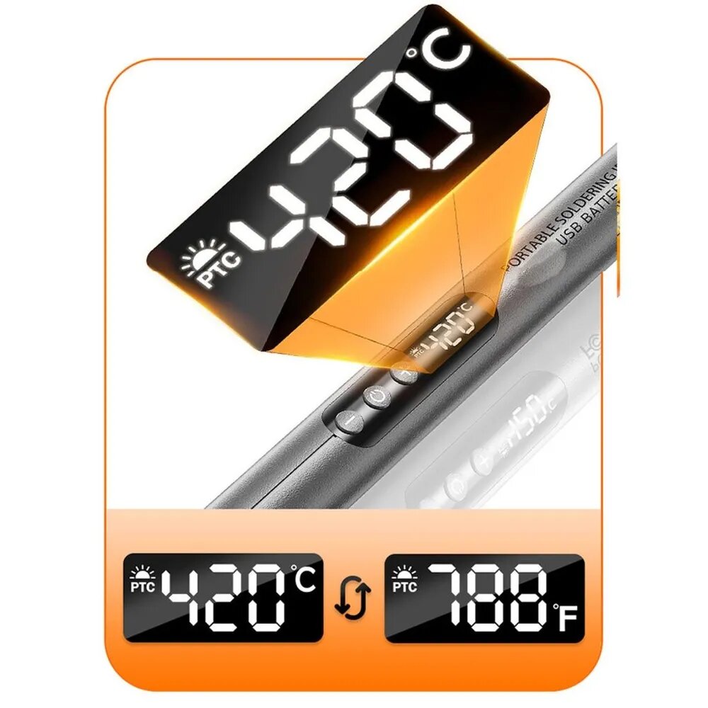 Портативный паяльник TK-USB, USB аккумулятор 3.7V, комплект с припоем, канифолью и подставкой — фото 1