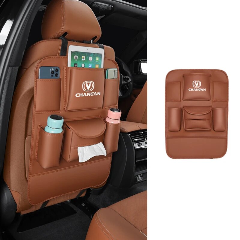Органайзер на спинку сиденья автомобиля, кожаная многофункциональная вместительная подвесная Cognac