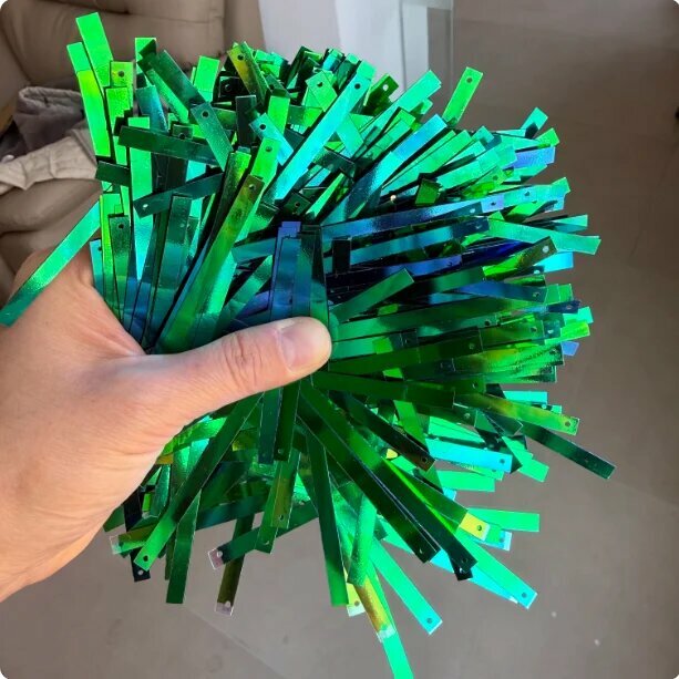 Блестки прямоугольные зеленые, 5x75 мм, 50г, peacock green