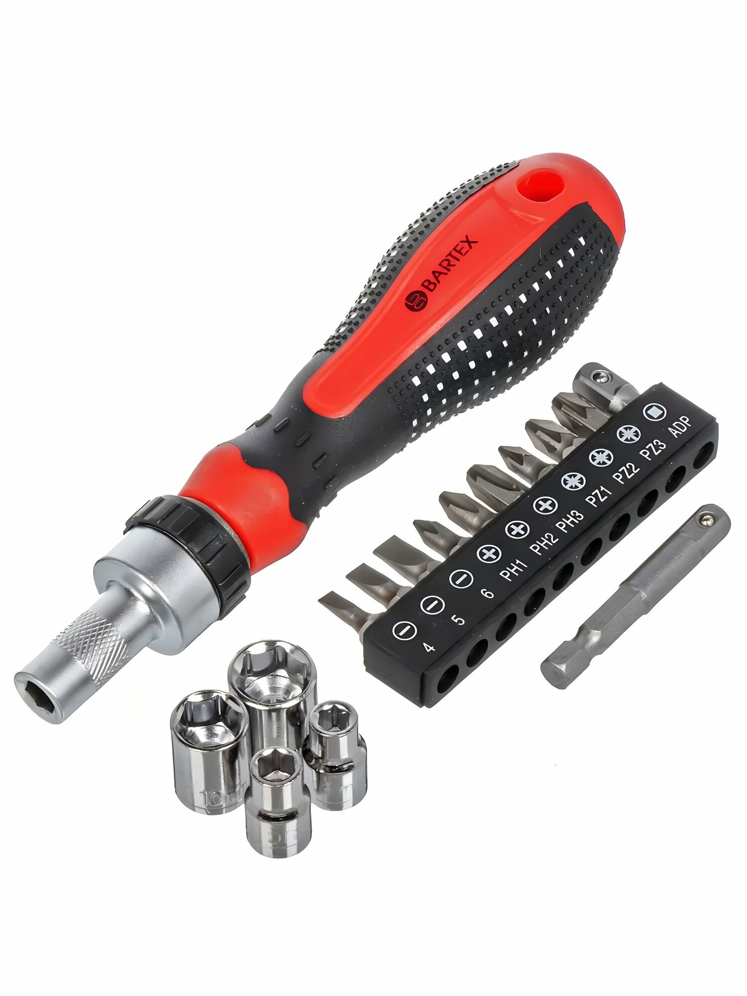 Отвертка реверсивная с битами, 16 предметов, Bartex, ручка пластиковая, CrV сталь, блистер