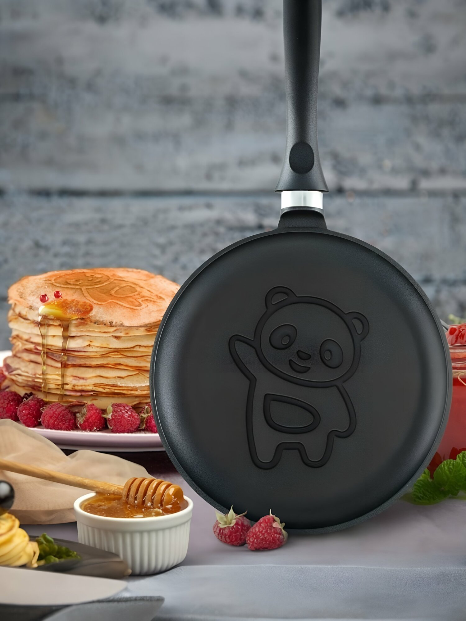 Сковорода для блинов 24 см с антипригарным покрытием, Нева Металл Посуда, Панда