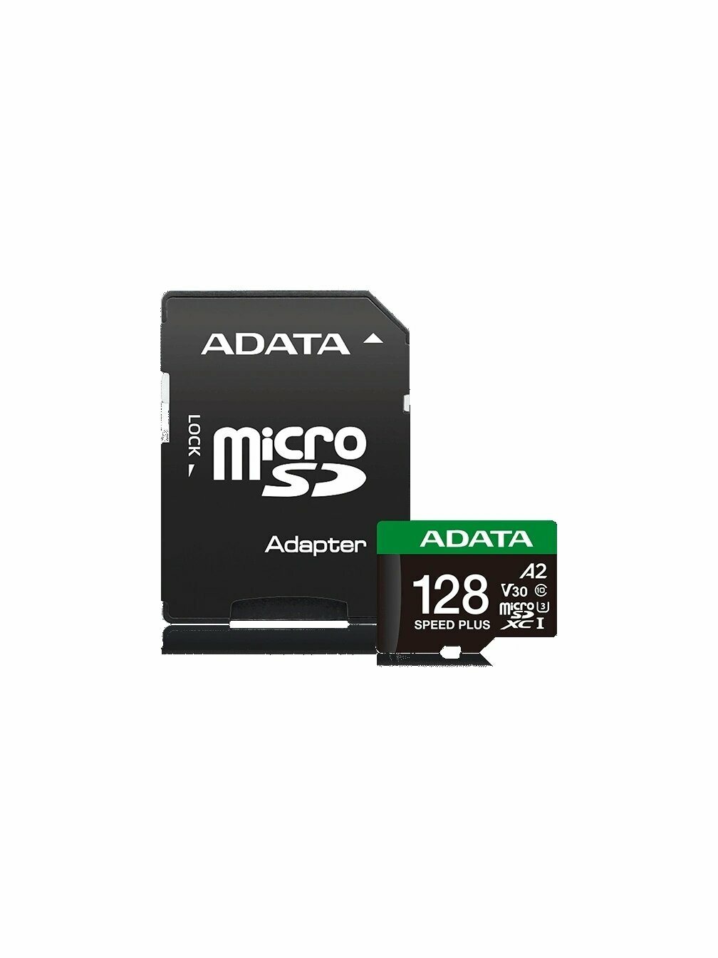 Карта памяти microSDXC UHS-I U3 A-Data Speed Plus 128 ГБ, 180 МБ/с, Class 10, UD128GUI3V30A2SP-RA1, 1 шт, переходник SD